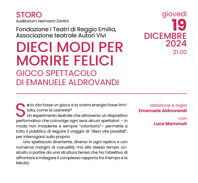 Dieci modi per morire felici / Eventi / Vivere il comune / Homepage ...